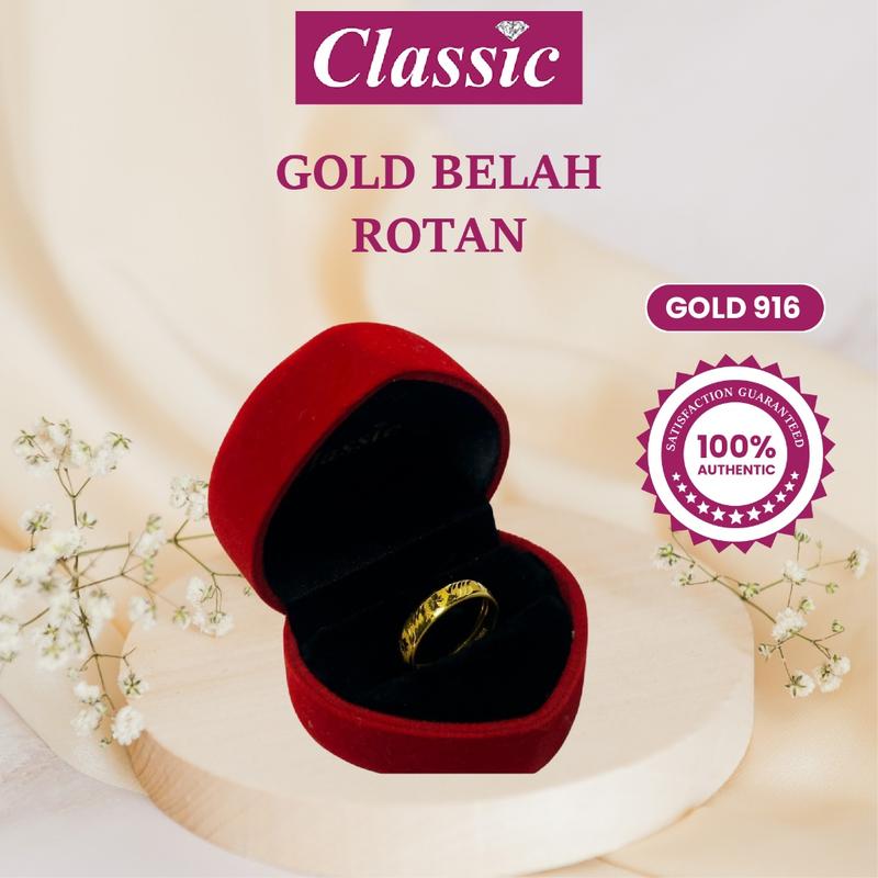 Gold 916 Ring Cincin Belah Rotan Bajet 916 (0.6G++) Emas 916 - TikTok Shop Malaysia