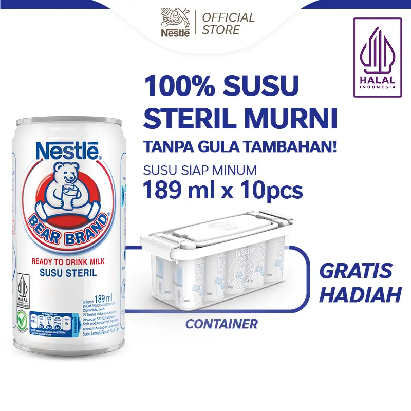 [BEAR BRAND x MA'E] BEAR BRAND Susu Beruang Steril Milk White 189ml x ...