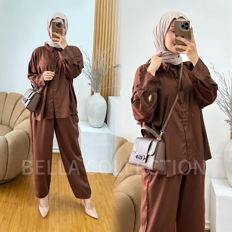 One Set Polos Oversize Rayon Twill Premiun Setelan Kemeja Kulot - Shop ...
