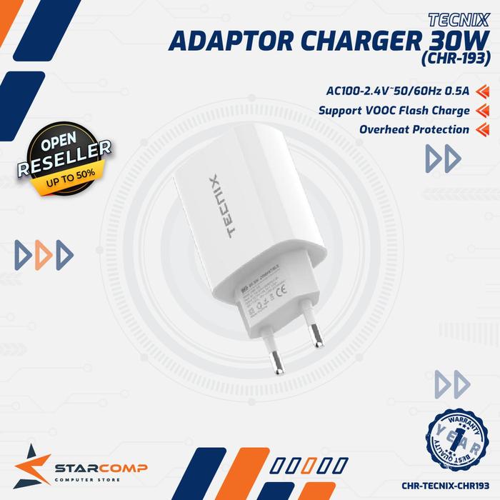 Jual TECNIX CHR-193 ADAFTOR CHARGER 30WATT FAST CHARGING MULTI PROTOCOL ...