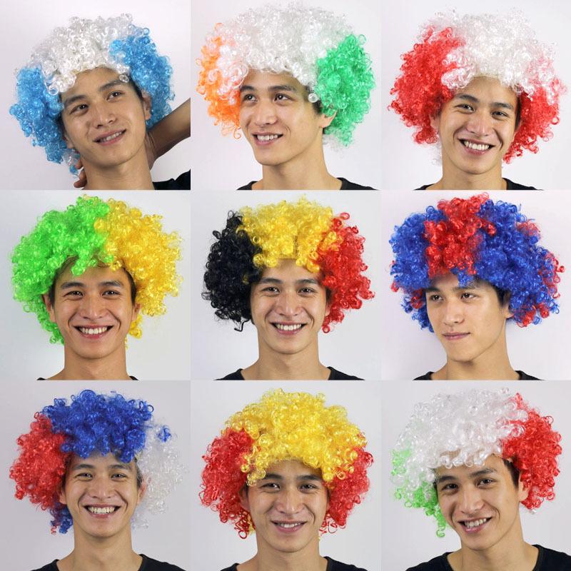 European Cup Flag Colors Wig Fans Party Supplies Afro Headgear - TikTok ...