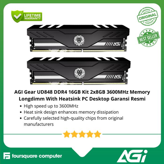 Jual AGI Gear UD848 DDR4 16GB Kit 2x8GB 3600MHz Memory Longdimm With ...
