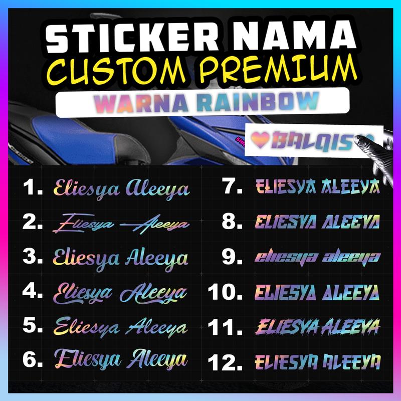 Sticker Custom Nama PREMIUM // LORI // MOTOR // KERETA // Thermos ...