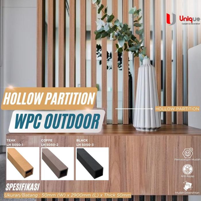 Jual WPC Outdoor Hollow Partisi 5x5 cm / Panel Kisi Kisi Tube Sekat ...