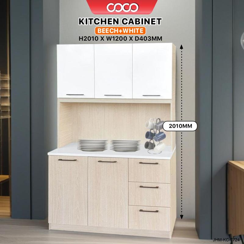 COCO_Height Kitchen Cabinet_Beige White Color 5 Door 3 Drawe - TikTok ...
