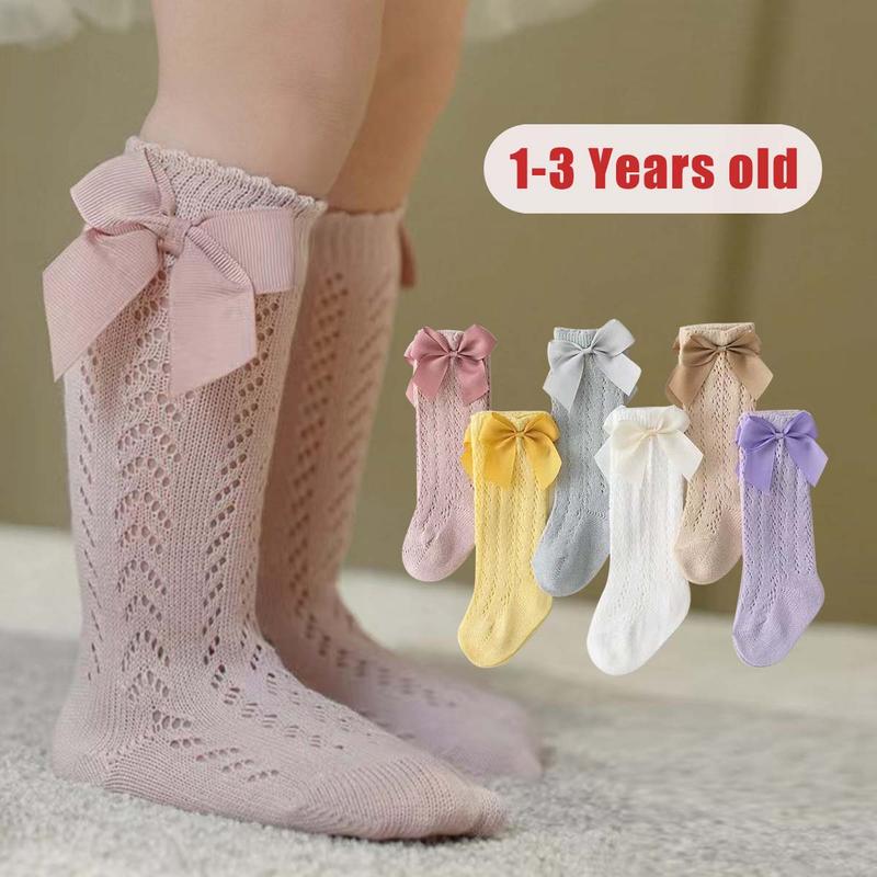 1 Pair Of Children's Socks Thin Mesh Tube Garter Ribbon Bow Suitable ...