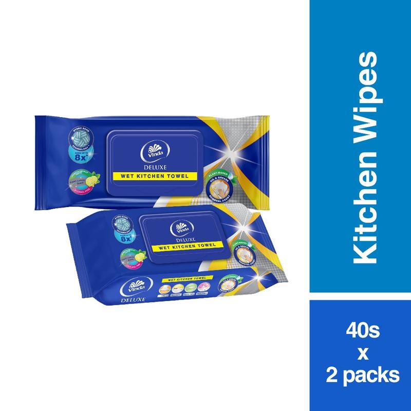 Vinda Deluxe Wet Kitchen Towel 40's x 2 Packs Tisu - TikTok Shop Malaysia
