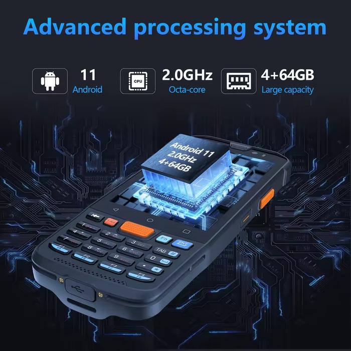 Jual Barcode Scanner 1D 2D Android 11 PDA PDT Rugged Handle RAM 4+64GB ...