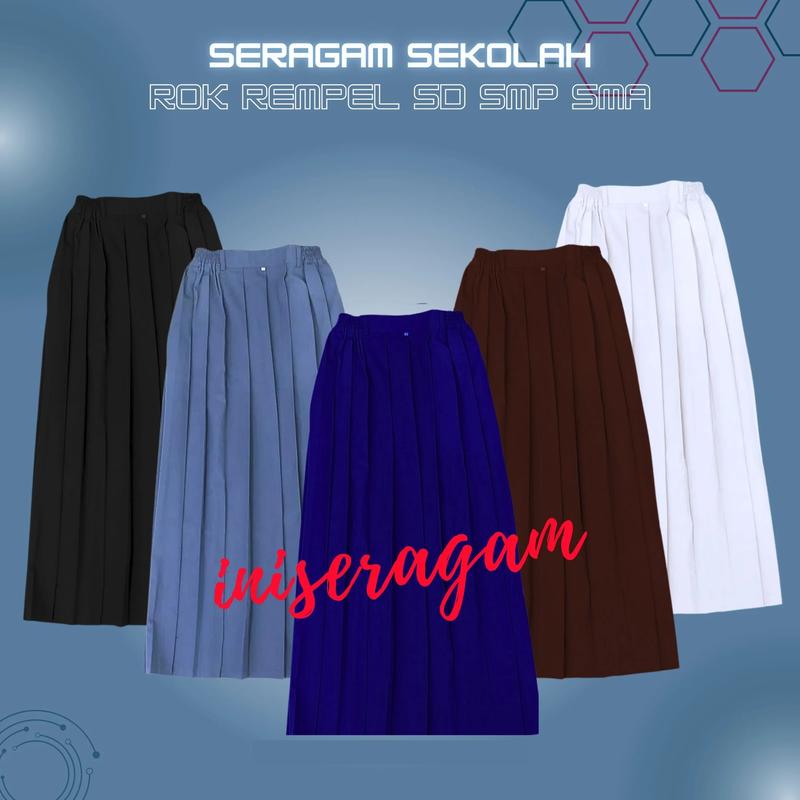 Rok Panjang Rempel SMP SMA SMK JUMBO Putih Abu Hitam Coklat Biru - Shop ...