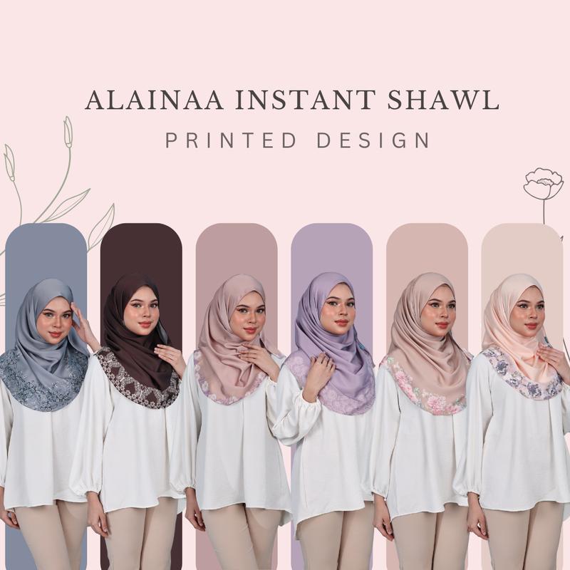 ALAINAA PRINTED FLOWER DESIGN - INSTANT SHAWL - TikTok Shop Malaysia