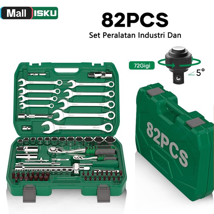 Promo ISKU Set Kunci Soket 61/82 pcs Kunci Pas Soket Set Alat Mobil ...