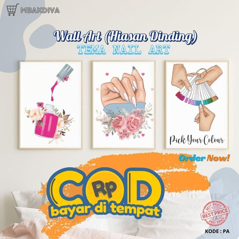 MBAKDIVA Hiasan Dinding Tema Nail Art Polish Kutek Lipstik Manicure ...