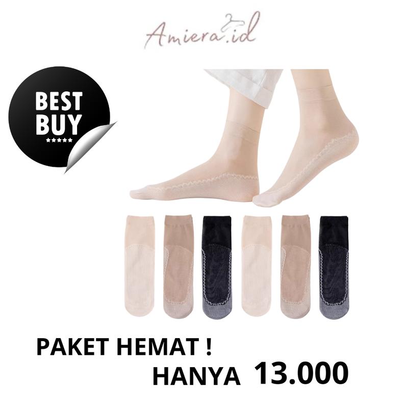 Amiera KK405 Bundle Isi 6 Pcs Stocking Pendek Wanita Anti Slip Kaos ...