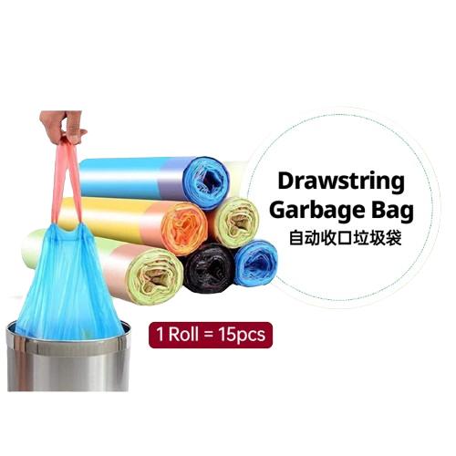 Drawstring Garbage Bag 】1Roll 15pcs Trash Bag Office Kitchen - TikTok ...