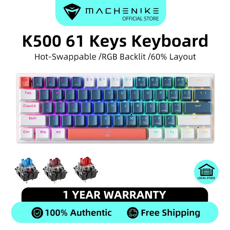 Machenike K500 B61 mechanical keyboard 60% 61 keys wired keyboard ...