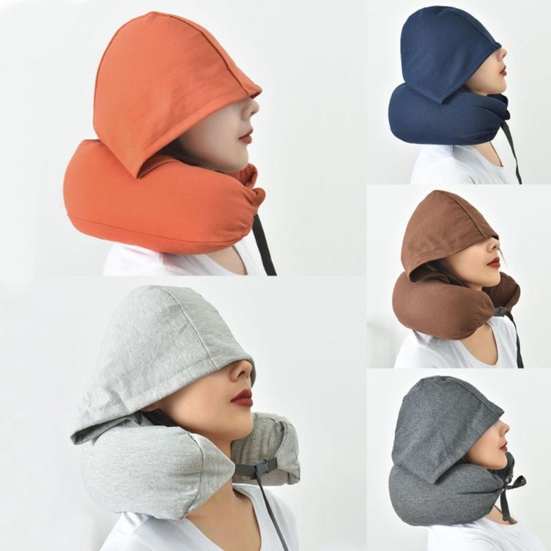 New Cotton Travel Pillow Hooded Cushion U Shape Neck Pillow Almohada ...