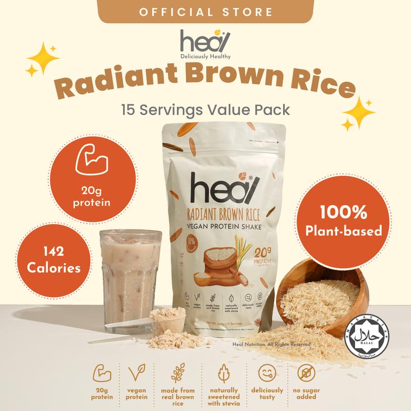 Heal Radiant Brown Rice Vegan Pea Protein Shake Plant-Based Powder ...
