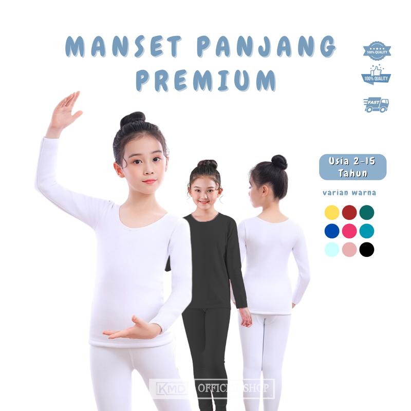 Manset Anak Polos Lengan Panjang Unisex Usia 2-15 Tahun Bahan Spandek ...