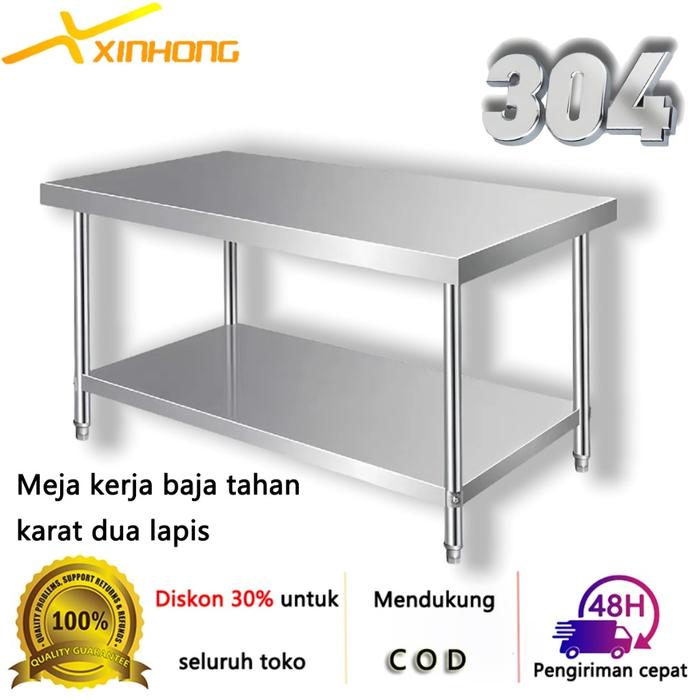 Promo XINHONG 304 Stainless steel meja 2 lapis meja kerja meja tata ...