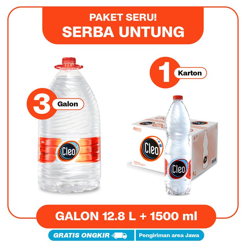 Cleo Air Murni 1500ml 1 karton + 3 Galon 12,8L - Shop | Tokopedia