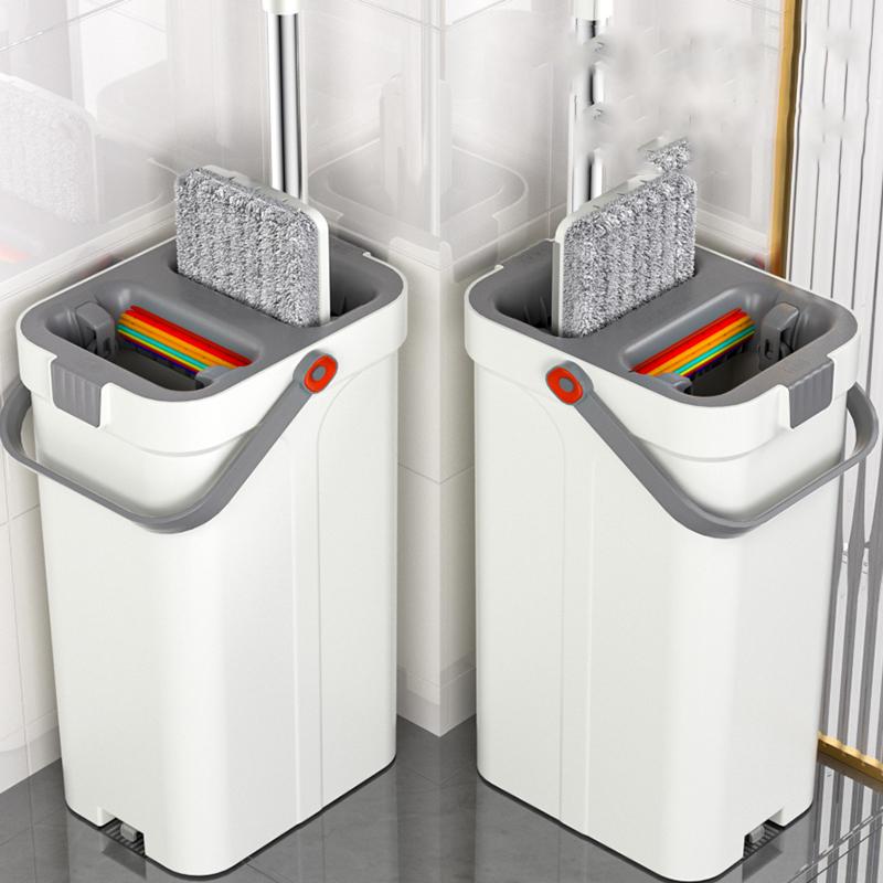 BOSHUO Mop and Bucket with Wringer Set,16'' Large Flat Floor Mop and ...