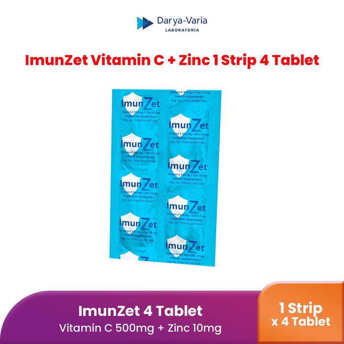 Promo ImunZet Vitamin C + Zinc (1 Strip x 4 Tablet) - Suplemen ...