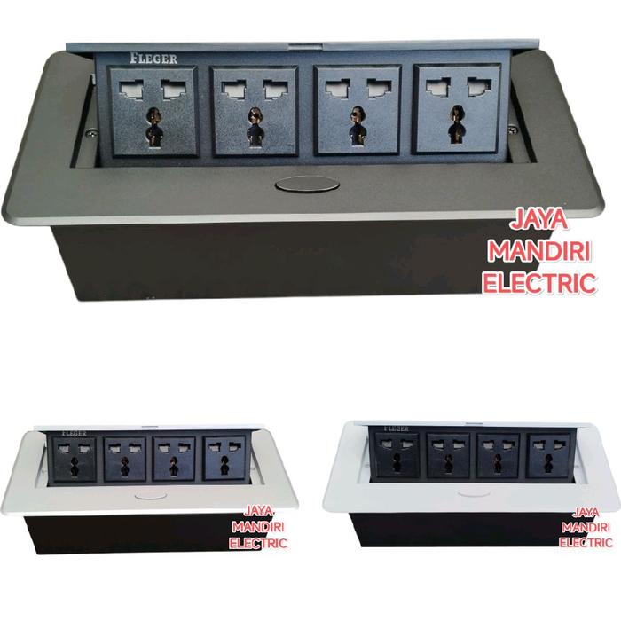 Jual STOP KONTAK MEJA FLIP POP UP 4 STOP KONTAK UNIVERSAL 3 PIN PUTIH ...