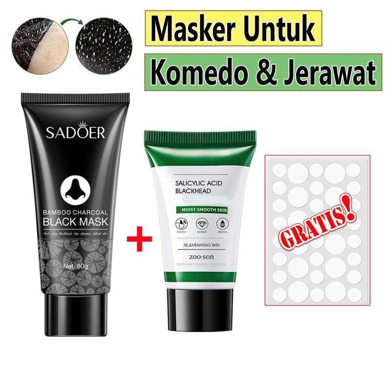 Paket Masker Penghilang Komedo Dan Jerawat Sadoer Charcoal Blackhead ...