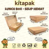 Jual (100 PCS) PAPER LUNCH BOX SELIP HEMAT | DUS KOTAK KEMASAN NASI ...