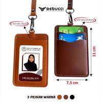 Jual Name Tag ID Card Kulit PU Holder Name Tag Lanyard Kulit PU 3 Slot ...