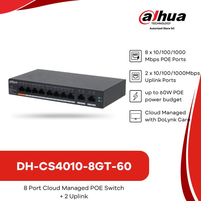 Promo Dahua DH-CS4010-8GT-60 10-Port Cloud Managed Desktop Switch with ...