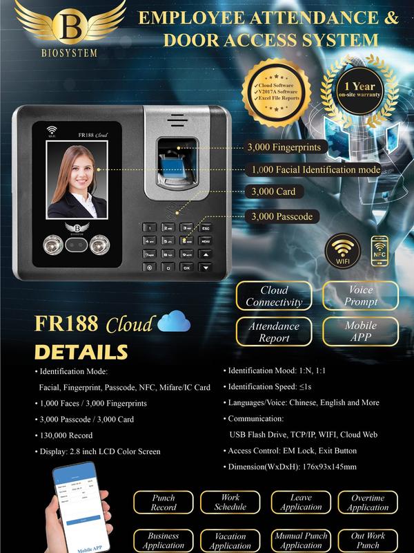 BIOSYSTEM FR188 CLOUD FINGER PRINT RECOGNITION TIME ATTENDANCE - TikTok Shop Malaysia