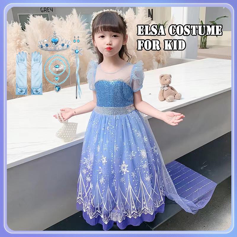 Elsa Princess Dress For Girls Fashion Clothing Elsa Cosplay Costume ...