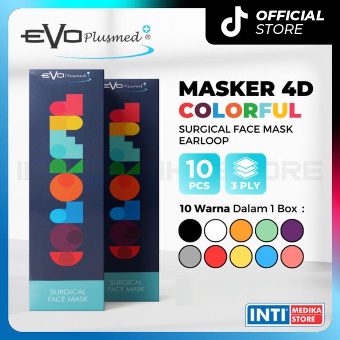 Promo EVO Plusmed - Masker 4D Duckbill 3ply COLORFUL Earloop | Surgical ...