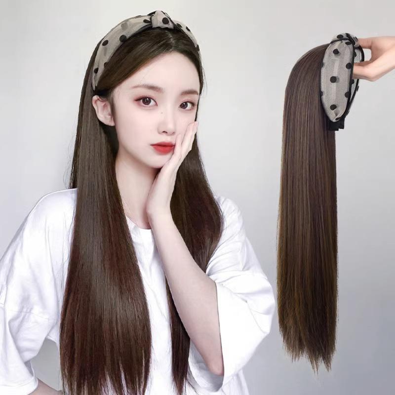 Rambut Palsu Bersepadu Topi, Fesyen, Gaya Korea, Polka Dot Bersih ...