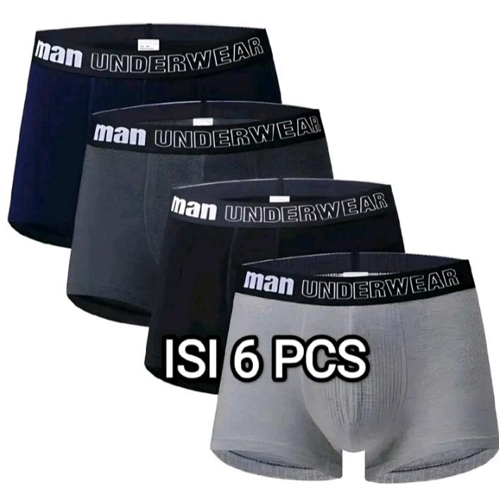 CD Boxer Pria Dewasa Hitam Remaja Basic Spandex XXL - 6 Pcs Katun ...