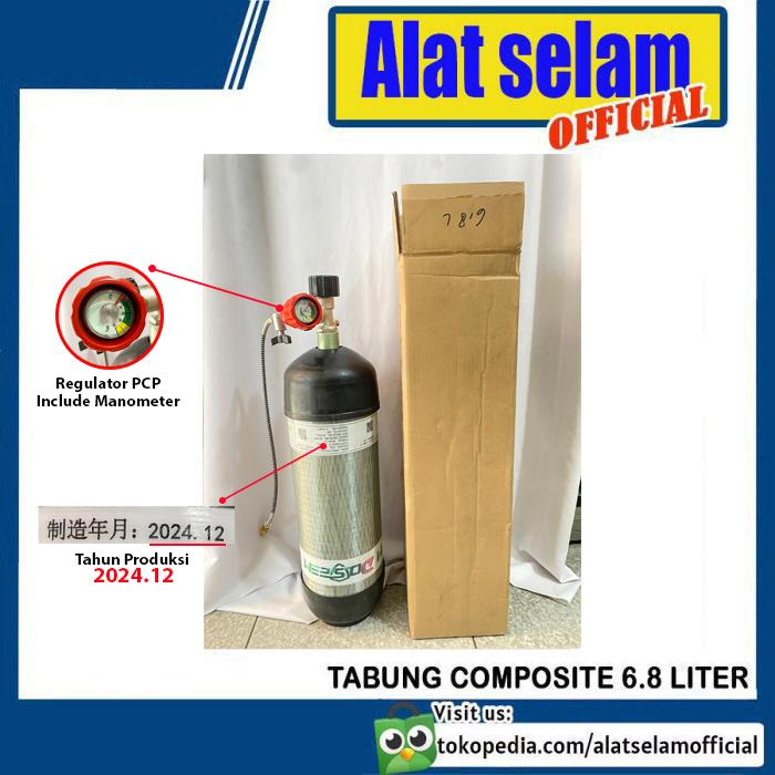 Jual Tabung Composite Carbon 6.8 Liter Scuba PCP Breathing Apparatus ...