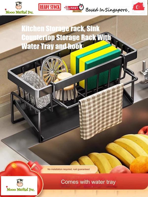 Kitchen Drain Basket Sink Rack Metal Sink Storage Rack Rag and - TikTok ...