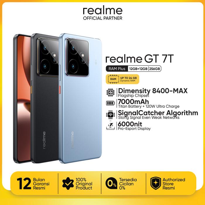 Promo realme GT 7T 12GB+12GB*|256GB (Dimensity 8400-MAX Flagship ...