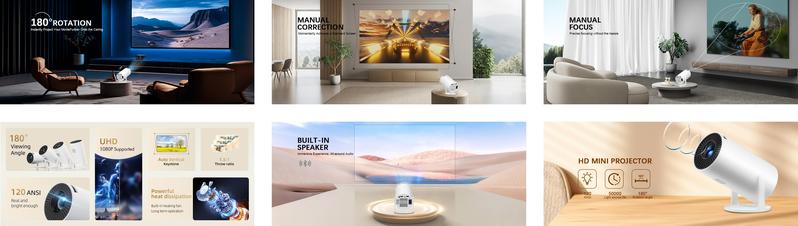 XBJ Portable Projector, 2025 Upgraded Mini Projector, Support 4k ...