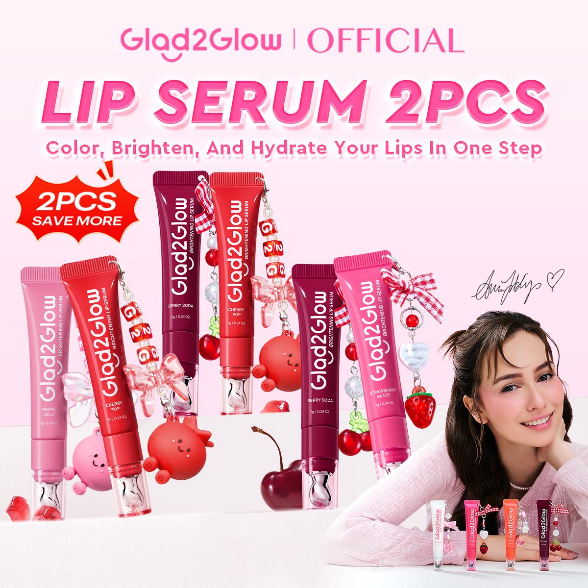 [HOT]Glad2Glow Lip Serum 2PCS Set-Pink / Berry / Peach / Clear Color ...