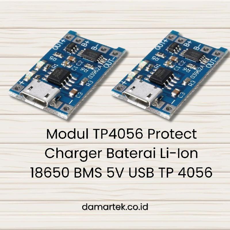 Modul TP4056 Protect Charger Baterai Li-Ion 18650 BMS 5V USB TP 4056 ...