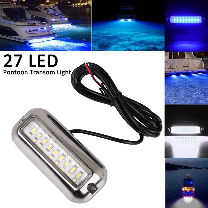 27 LED Stainless Steel Boat Transom Light Underwater Pontoon Marine ...