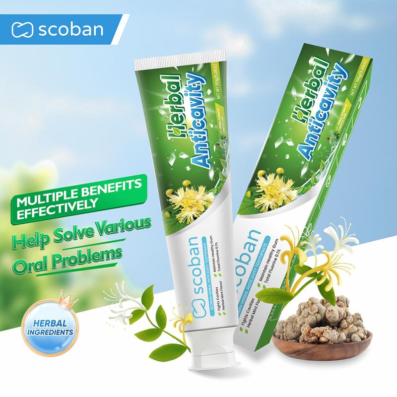 [Free Brush] Scoban Herbal Anticavity Toothpaste with Honeysuckle ...