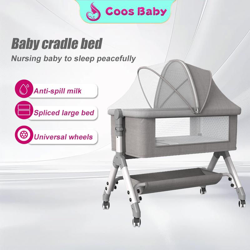 Newborn Baby Crib with wheels Multifunctional baby bed baby side ...