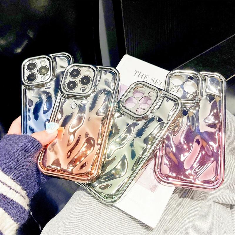 3D Colorful Glossy Meteorite Texture Plating Silver Phone Case - TikTok ...