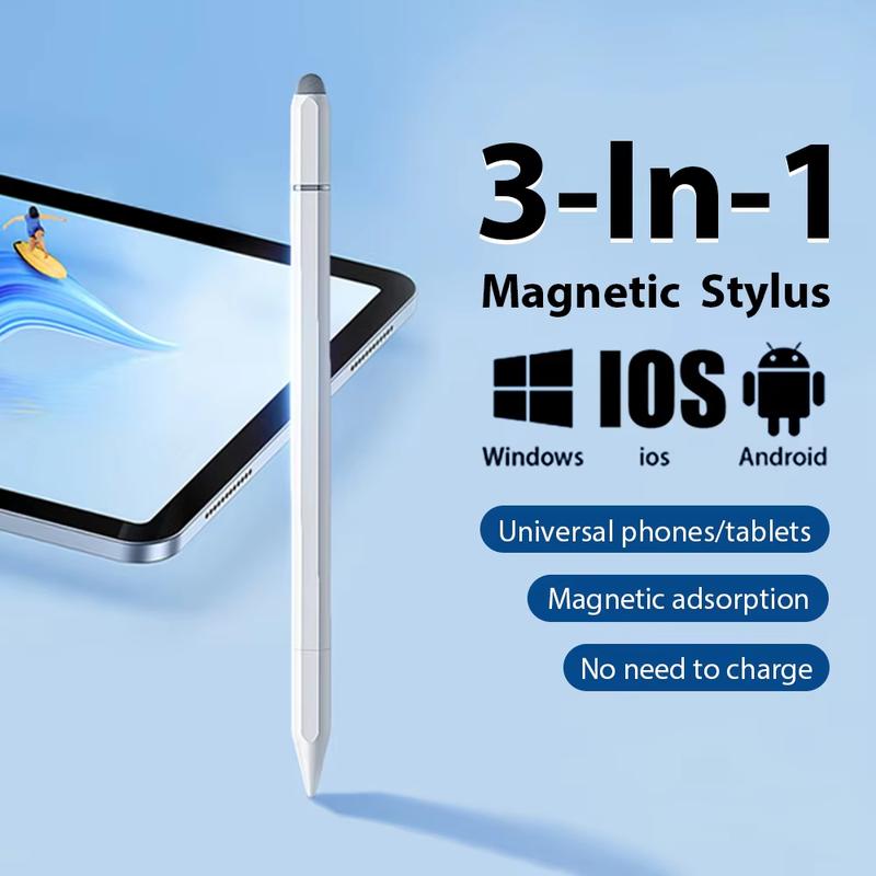 Pen Stylus Magnetik, 3 dalam 1, Untuk iOS dan Android, Pen Sentuh ...