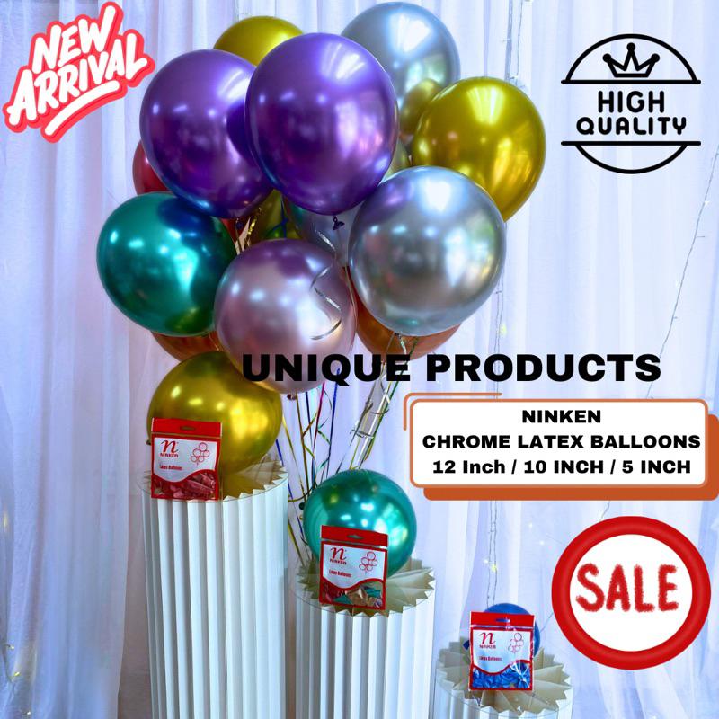 Latex Metallic Chrome Latex Balloon Party Stage Raya Deco Belon ...