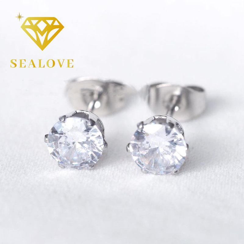 SEALOVE Shining Earrings for Women Stainless Steel Fashion Korean ...
