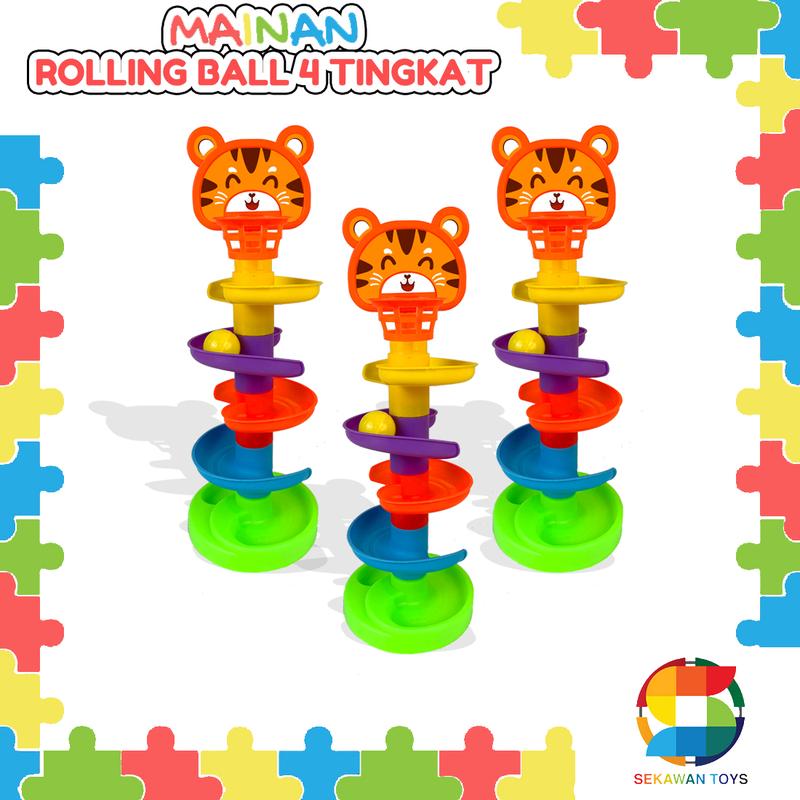 Mainan Rolling Ball 4 Tingkat/ Mainan Bola Seluncur/ Mainan Rotating ...